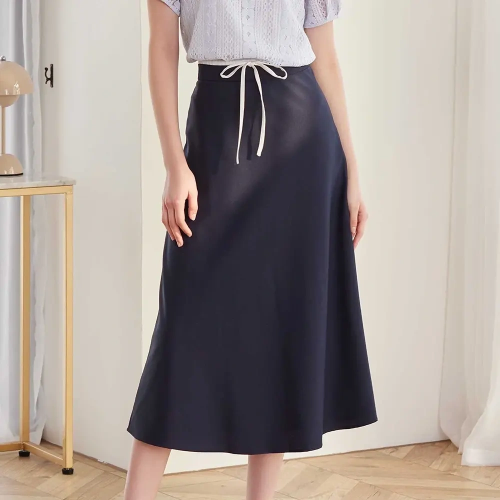 IENA 腰頭剪接綁帶裙#5272010(深藍/卡其色) | IENA女性化職場服飾｜專櫃品牌，質感女裝